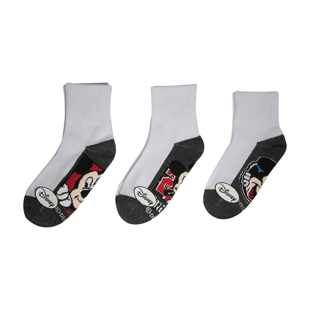 Mp 001 ขาวพื้นเทา ลายมิกกี้เมาส์ Socksy